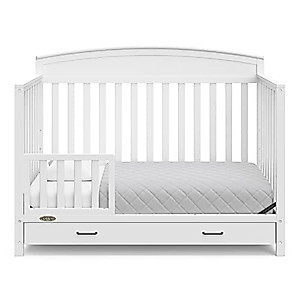 Graco Benton 5-in-1 Convertible Crib with Drawer (White) - Converts from Baby Crib to Toddler Bed, Daybed and Full-Size Bed, Fits Standard Full-Size Crib Mattress, Adjustable Mattress Support Base