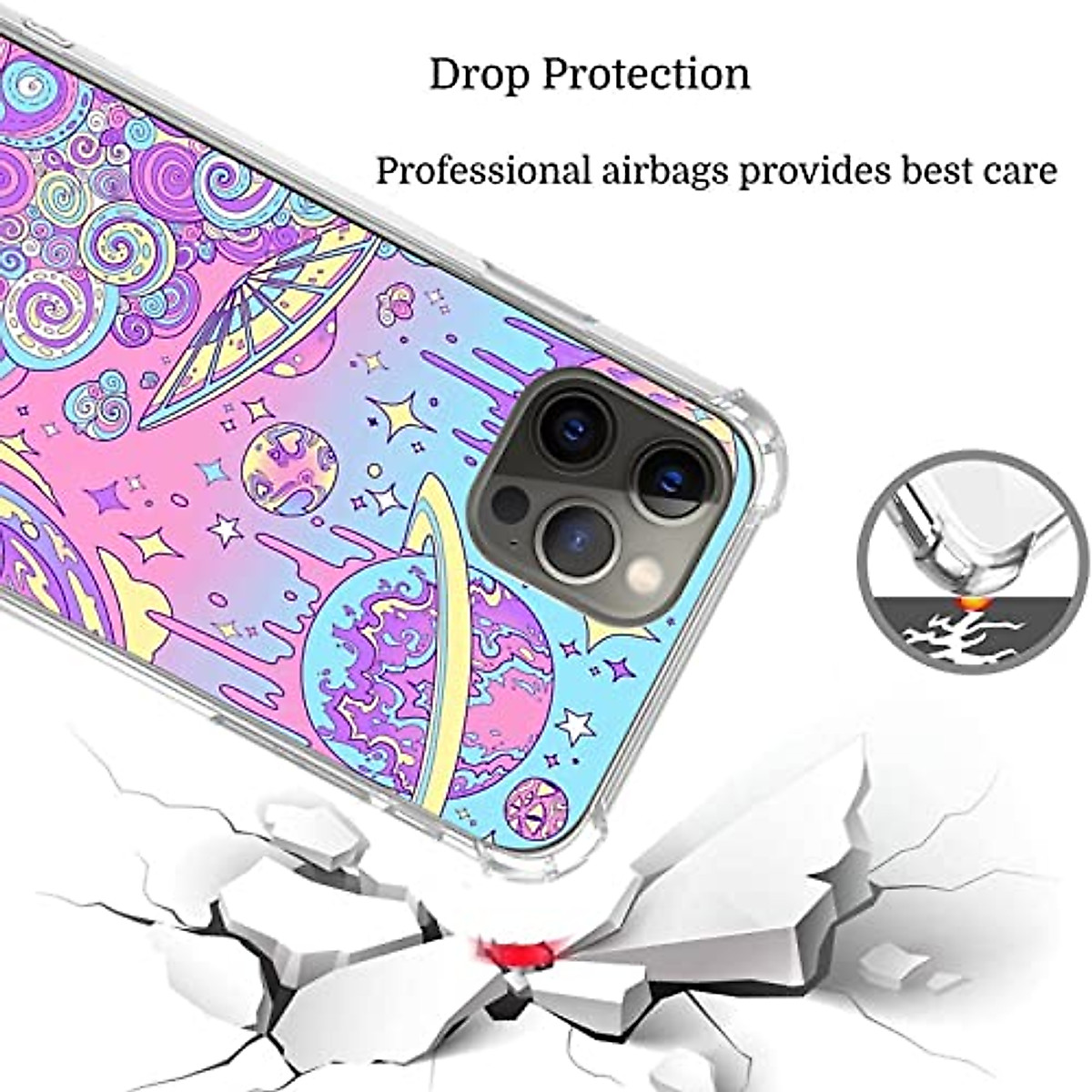 Elifi Edeal Psychedelic Trippy Phone Case Alien Art Visuals Colours Cover for iPhone 13 Pro, Abstract Hippie Aesthetic Girls Boys Women Men, Trendy TPU Bumper Pro