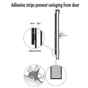 Americanflat 12x48 Black Over The Door Mirror - Full Length Hanging Door Mirror for Bedroom, Bathroom, Dorm - Long Full Body Mirror with Hanger and Shatter-Resistant Glass