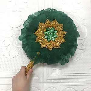 African Feather Fan 1pcs Small Size African Goose Feather Hand Fan for Dance Mariage Wedding Decoration Hand Fan Black Nigerian Feathers Fan - Small Size 44x32cm