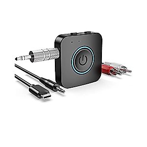 Bluetooth Transmitter Receiver, LAICOMEIN V5.0 2-in-1 Bluetooth Adapter, Wireless Transmitter for TV PC MP3 Gym Airplane, Bluetooth Receiver for Speakers Headphones Boat Car