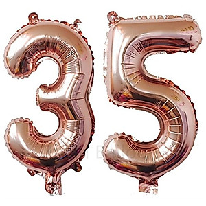 ZiYan 40 Inch Giant 35th Rose Gold Number Balloons,Birthday/Party Balloons