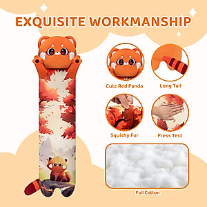 Mewaii Long Panda Plush Body Pillow, Cute Panda Stuffed Animals Soft Plushies, Panda Squishy Big Cuddle Pillow Toys Gift for Girls (Red Panda 20 Inches)