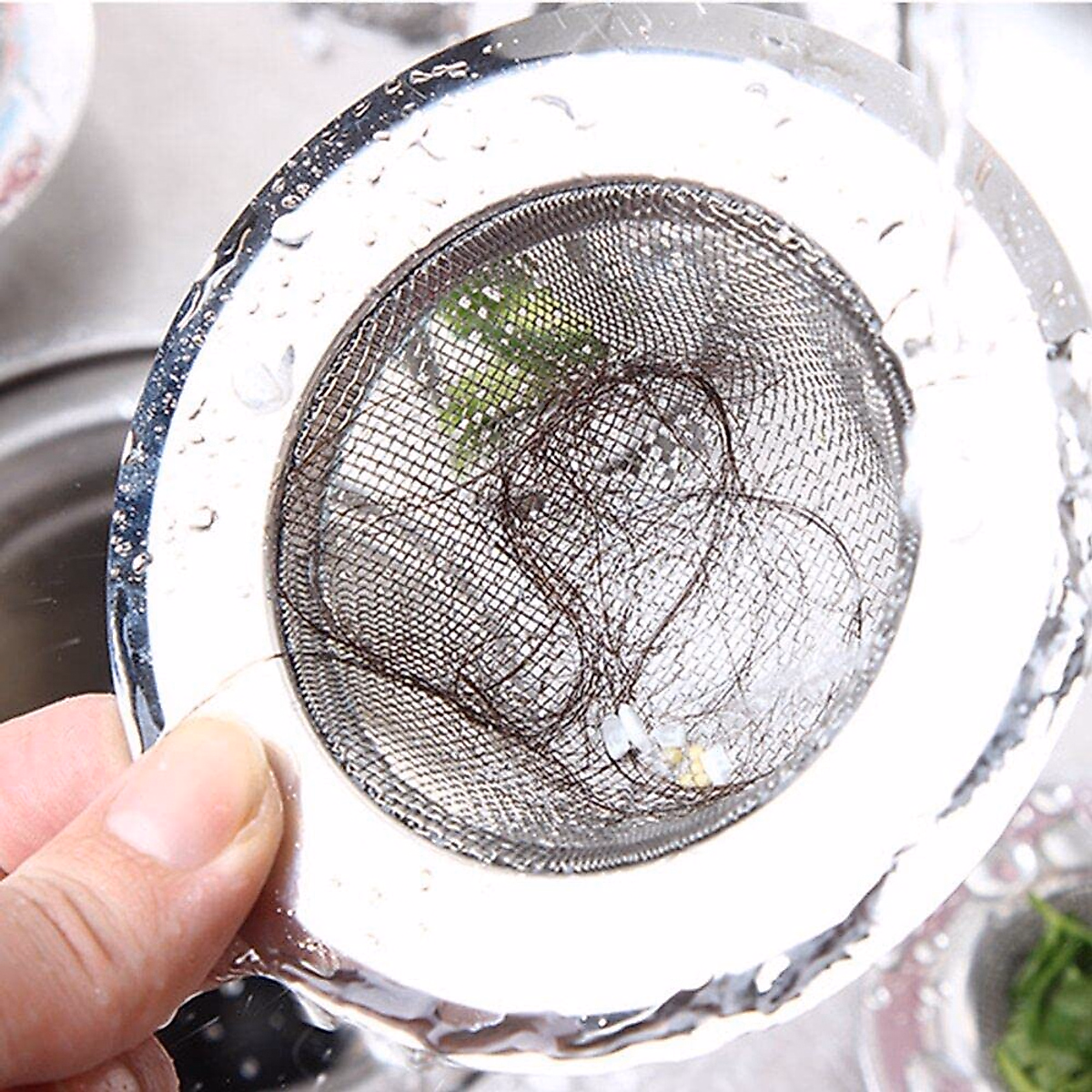 Generic Stainless Steel Round Sink Strainer Bathtub Hair Catcher Stopper Shower Drain Hole Filter Trap Metal Bathroom Kitchen Tools, Silver