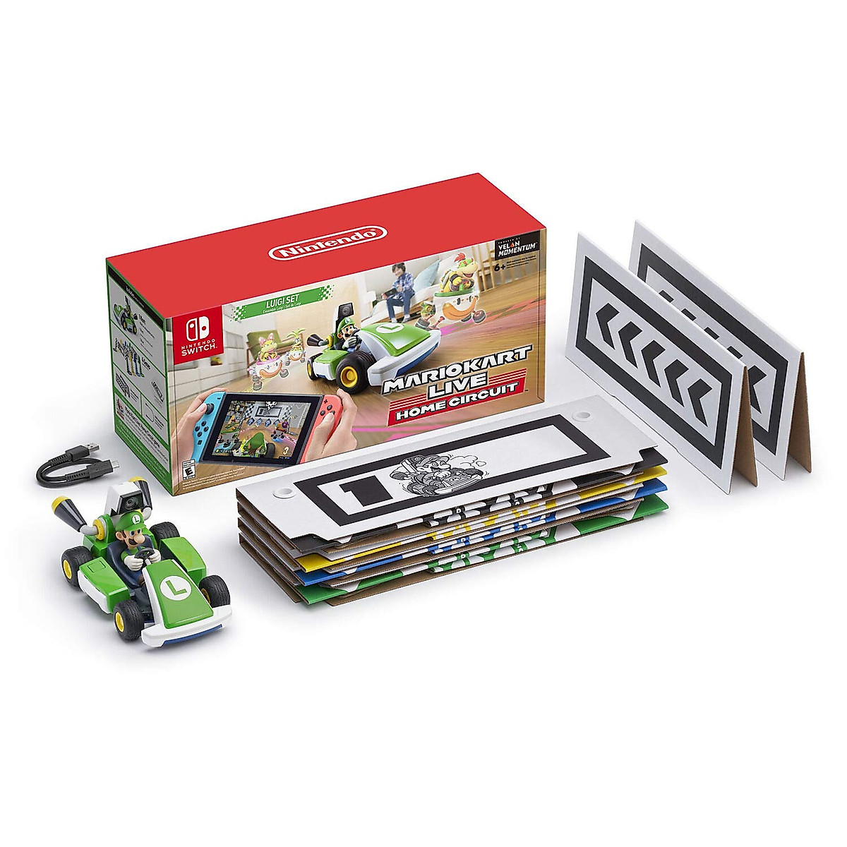 Nintendo Newest Mario Kart Live: Home Circuit - Luigi Set Edition - Holiday Family Gaming Bundle Switch, Switch Lite - Green - iPuzzle 6ft USB Extension Cable + HDMI Cable