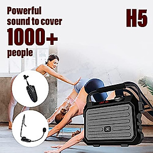 Wireless PA System with Wireless Headset Microphone Lavalier Lapel Microphone Transmitter, 30W Wireless Voice Amplifier Portable Megaphone Rechargeable Bluetooth Loudspeaker Speaker for Teacher Gifts