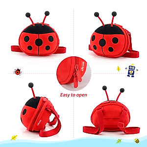 Supercute 3D Cartoon Kids Girls Ladybug Purse for Toddler Kids Crossbody Bags, Red, 6.35.53.9inch