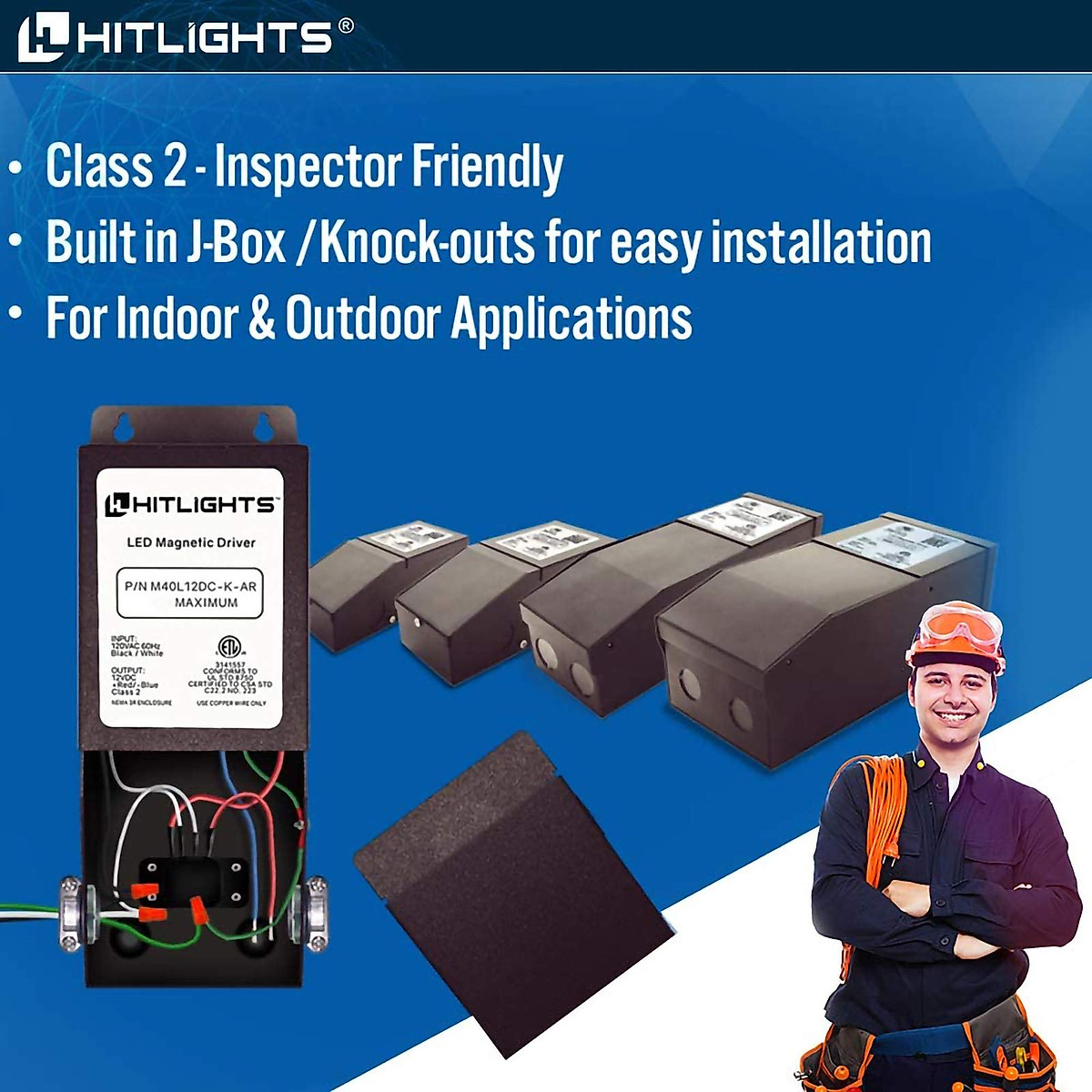 HitLights 300 Watt Dimmable Driver, Magnetic LED Driver- 110V AC-12V DC Transformer, Compatible with Leviton for LED Strip Lights, Constant Voltage LED Products, Made in The USA