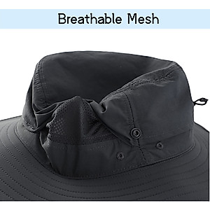 Connectyle Men's Cowboy Sun Hat Wide Brim Fishing Hiking Camping Gardening Hat UV Protection Outdoor Summer Sun Hat Dark Grey