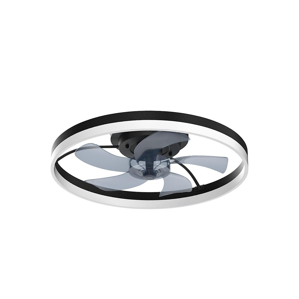 STERREN 20'' Modern Low Profile Ceiling Fan with Light, Bedroom LED Ceiling Fan with Remote Control, Bladeless Flush Mount Black Fan Lights Ceiling Fixtures for Living Room,Small Room