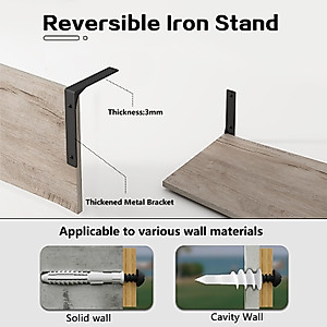 Inforth Deep Wall Shelves, Floating Shelves for Wall Display, 12” Wide Wall Mounted Shelves for Living Room, Bedroom, Kitchen, Office Decor, Modern Hanging Bookshelf (Grey, 16 * 12 Inches)