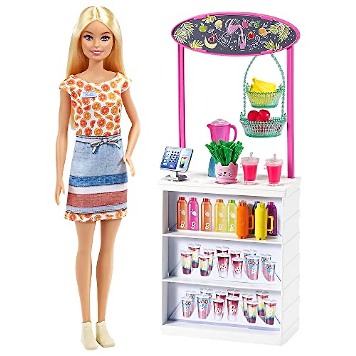 Barbie GRN75​ Smoothie Bar Playset with Blonde Doll, Smoothie Bar & 10 Accessories, Multicolor, 30.5 cm*5.8 cm*12.7 cm