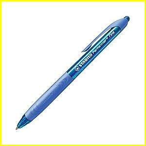 STABILO 4 x Performer Plus Ballpoint Pen BLUE Ink FINE 0.7mm - ALL COLOR BLUE-PURPLE-YELLOW-GREEN - For Fast and Smooth writting