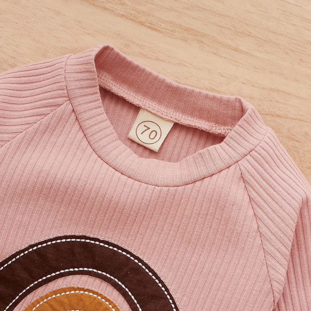 Thorn Tree Newborn Baby Girls Clothes Cotton Suit Cute Baby Kid Infant Toddler Play Wear Fall Winter Rainbow Outfits (Pink Rainbow & Strip Pants, 9-12 Months)