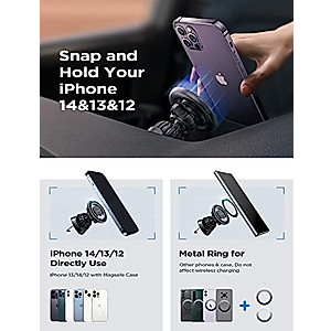 LISEN Fits MagSafe Car Mount for iPhone Strong Magnetic Phone Holder for Car Vent Dashboard HandsFree iPhone Car Mount Holder Car Accessories for MagSafe iPhone 14 Pro Plus 12/13 All Phones Tablets