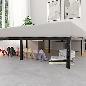 Meberam King Size Bed Frame 18 Inch Heavy Duty Metal Platform Bed Mattress Foundation Support No Box Spring Need, Black