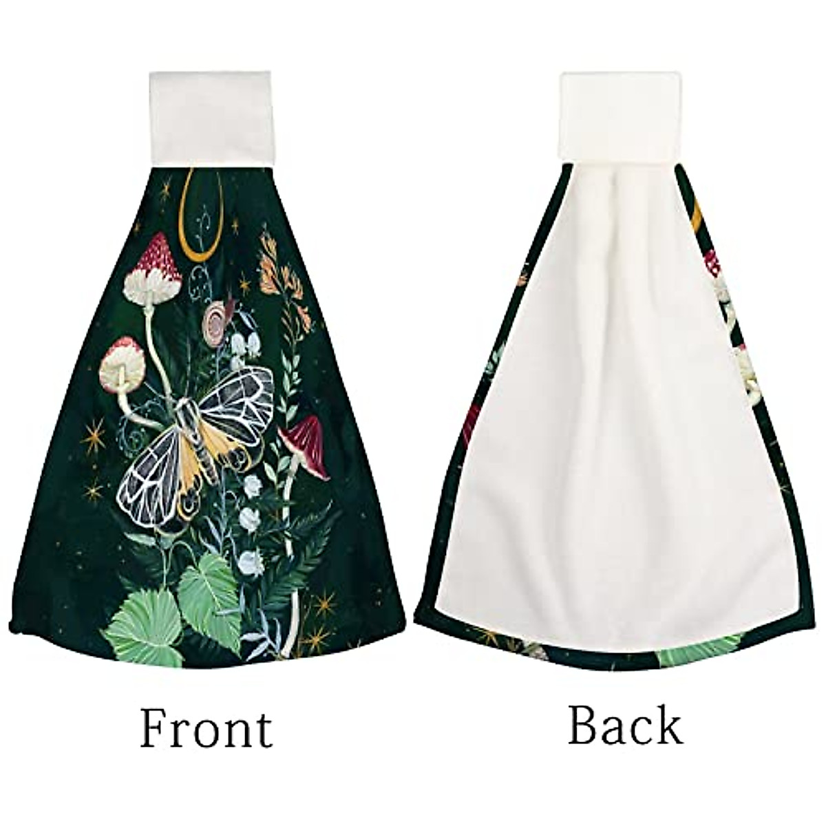 Kitchen Towel-Mushroom Moth Art Painting-Hand Towels Tie Towel Soft Microfiber Absorbent Washcloth Also for Bathroom Hand Sink Laundry Room RV Tabletop 2pcs