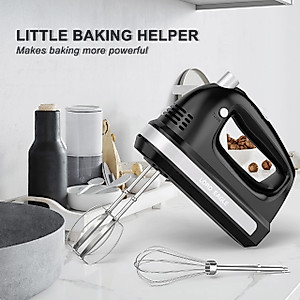 Lord Eagle Electric Hand Mixer Mini, 300W Power Handheld Mixer Kitchen for 5-Speed Baking Cake Egg Cream Food Beaters Whisk, with Snap-On Storage Case, Black