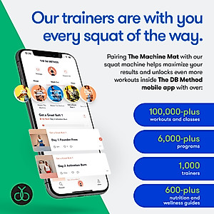 The DB Method Machine Yoga Mat for Home Gym Exercise Equipment Machine Stability, Non Slip Indoor Mat for Pilates, Stretching, Fitness, Bike or Squat Machine Floor Protector Mats, Black