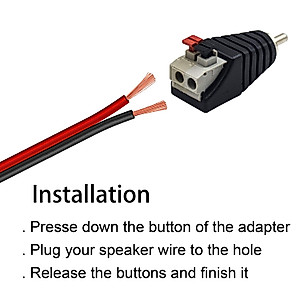 Poyiccot Speaker Wire to RCA Adapter Converter, RCA to Speaker Wire Adapter Subwoofer Speaker Phono RCA Male to AV 2 Screw Terminal Video Audio Spring Press Type Balun for CCTV, 4 Pack