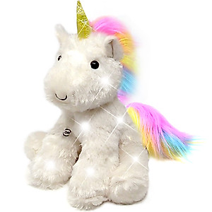 The Noodley Rainbow Lites Color Changing Light up Unicorn Stuffed Animals for Girls Plush Sleep Toy Soft Night Light 16 inch