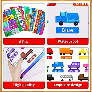 Educational Preschool Placemats for Kids Set of 6 Reusable Plastic Toddler Placemat Non Slip Washable Children Montessori Eat Table Mat for Nursery Homeschool Kindergarten Classroom Dining Table