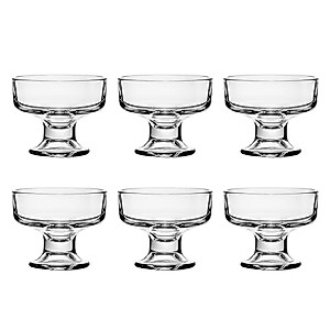 binsakao Glass Ice Cream Bowl Set, Small Clear Mini Footed Dessert Cups for Friut Pudding Trifle Parfait Sundae Nuts Cocktail Drinks Party (6.3 oz, 6 pcs)