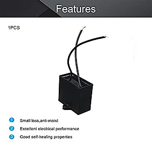 Fielect CBB61 Ceiling Fan Capacitor 7uF 450V AC 2 Wires Metallized Polypropylene Film Capacitors for Electric Fan Pump Motor Generator