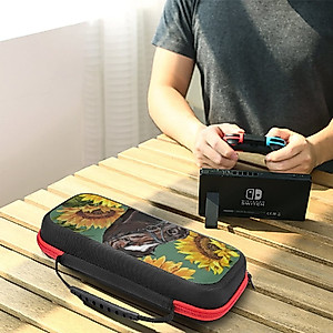 Horses with Sunflowers Travel Carrying Case Tote Bag For Nintendo Switch Accessories Holds 20 Game Card Bag