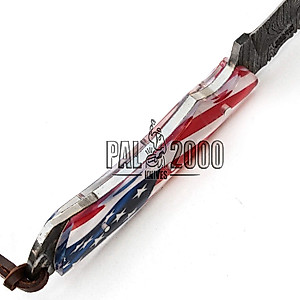 KNI-9817 Famous Full Tang Handmade Damascus Steel Knife with Genuine Leather Sheath