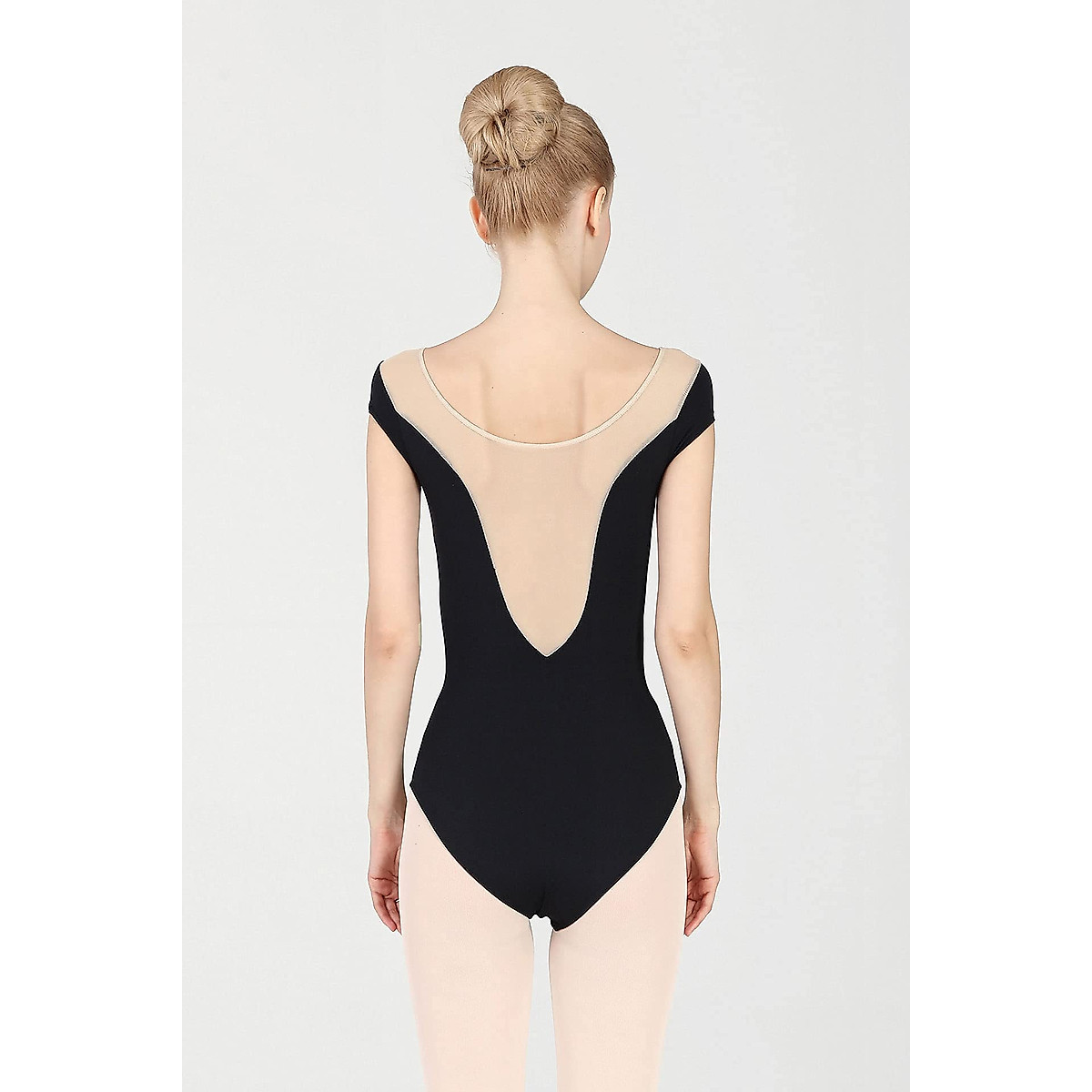 Dance Elite Sashay Dance Leotard – Off Shoulder Illusion Neckline Black Leotard for Women (Adult L, Black)