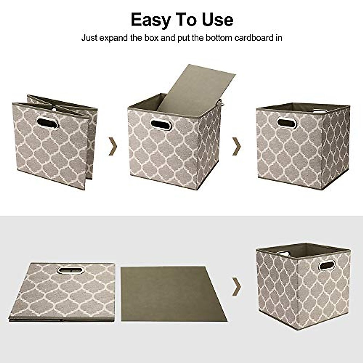 HSDT Storage Cubes Bins Fabric 13x13 Inch Brown Storage Boxes Foldable Storage Baskets Printed Cloth Collasible Storage Inserts Cube for Organizing,QY-SC01-6