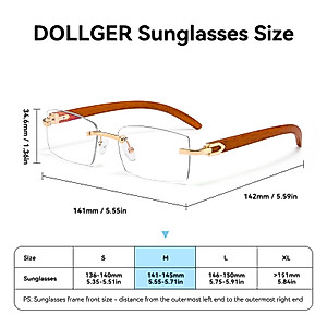 Dollger Rimless Rectangle Sunglasses for Men Women Hip-hop Plastic Imitation Woodgrain Legs Small Square Sunglasses Colorful Fashion Frameless 70s 90s Shades (Imitation Wood-Gold Frames/Clear Lens)
