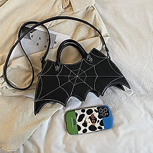 LUI SUI Womens Black Bat Wing Tote Purse Shoulder Bags Holloween Bat Spider Web Crossbody Bags For Girls