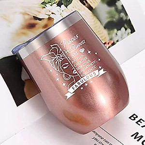 Joyloce Pisces Zodiac Wine Tumbler 12 oz, Zodiac Pisces Gifts for Women Girls Coffee Mug, Pisces January February Birthday Gifts for Women, Constellation Horoscope Gift Astrology Gifts Stemless Cup