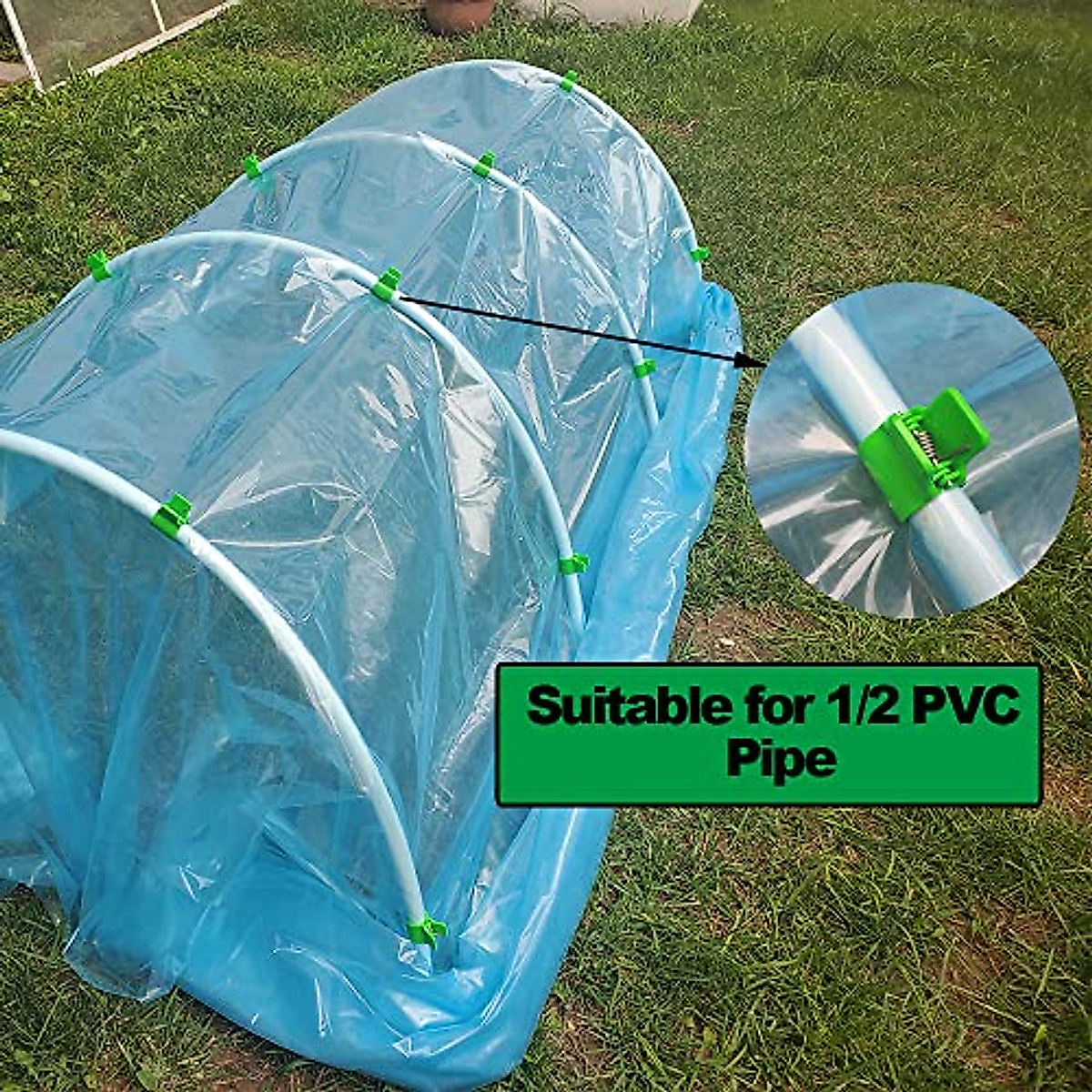 Greenhouse Clamps for 1/2 Inch PVC Pipe, Greenhouse Hoops,Garden Support Frame, Grow Tunnel,Plant Support Garden Stakes.For Fixing Plant Cover, Greenhouse Plastic Sheeting, Film Row Cover, Garden Net.