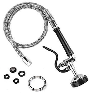 MSTJRY Spray Valve with 45" Pre Rinse Hose, Pre Rinse Sprayer with Flexible Stainless Steel Hose Assembly for Commercial Kitchen Faucets