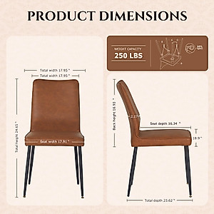 COLAMY T115-Brown Parson Dining Chairs, Set of 4, Brown
