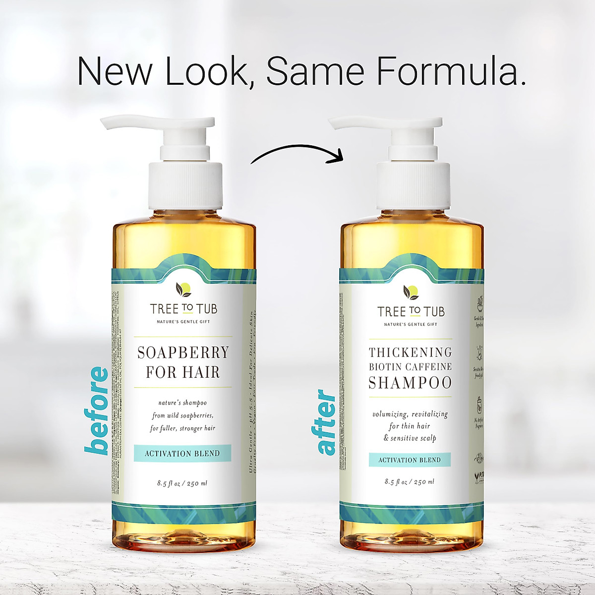 Tree to Tub Biotin Fine Hair Thickening Shampoo for Thicker, Fuller Volume - Gentle Volumizing Sulfate Free Argan Oil Shampoo for Women & Men w/Caffeine, Organic Saw Palmetto, All Natural Tea Tree