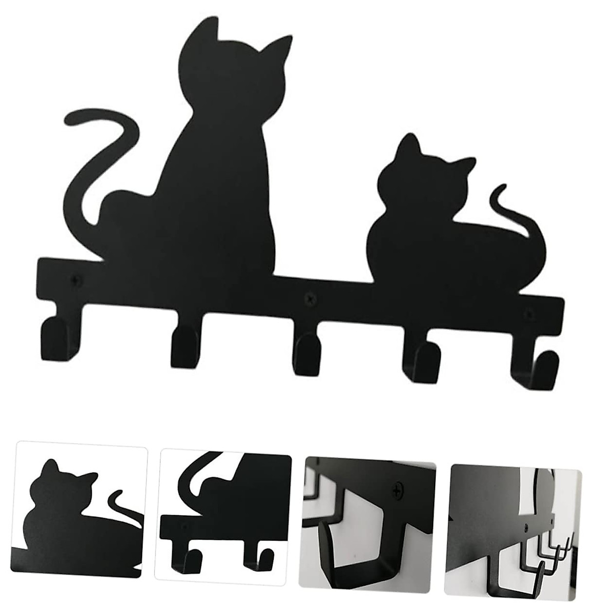 SEWOART 1pc Cat Towel Hook Black Coat Hooks Ceiling Hooks Heavy Duty Black Clothes Hangers Wall Shelf with Hooks Coat Rack Wall Mount with Shelf Cat Shaped Hooks Coat Hat Wall Hanger Key