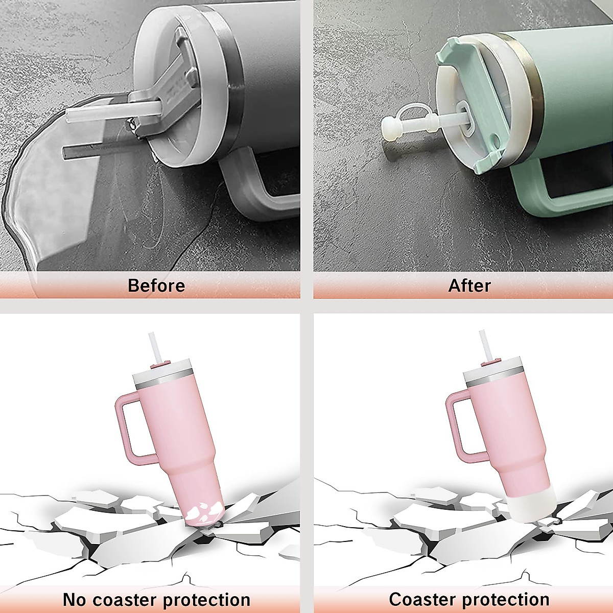 UMUST 8Pcs for Stanley Cup Accessories, Silicone Spill Proof Stopper,Straw Cover,Cup Bottom Bumper for Stanley Tumbler Accessory，Silicone Boot Sleeve for Stanley Cup1.0 40 30 oz (Clear *8)