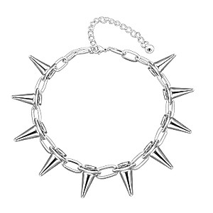BGTY Rivets Chokers Punk Goth Handmade CCB Material Choker Necklace Spike Rivet Rock Gothic Jewelry (Silver)