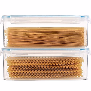 Komax Biokips Pasta Storage Containers w/Locking Lids (Set of 2) Airtight Food Storage Containers for Pantry - Pasta Containers for Organizing Pantry - Dishwasher Safe Canister Set (11.5 x 3.5 x 4.3)