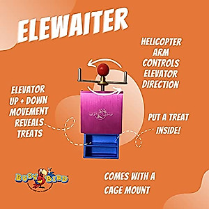 Busy Bird | Ele-Waiter Foraging Bird Toy - Helicopter Arm adjusts Elevator to Expose Treats - 100% Metal, Ultimate Brain Teaser and Mind Game for Medium to Extra Large Birds