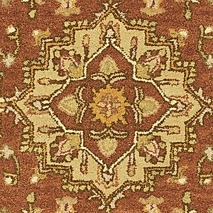 SAFAVIEH Heritage Collection 3' x 5' Rust / Gold HG345A Handmade Traditional Oriental Premium Wool Area Rug
