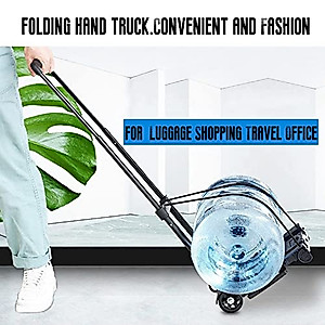 Folding Luggage Cart with Expandable Chassis,2 Wheels Folding Hand Truck Dolly,Collapsible Light Duty Dolly for Moving Shopping Travel Office Use,50lbs(Black)