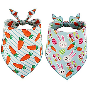 Easter Dog Bandana, Bunny and Carrot Bandanas for Dogs, Spring Puppy Scarf for Small Medium Large Dogs