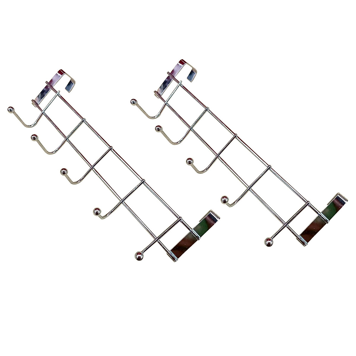 YIKANGHENG Cabinets and Wardrobes Hooks, 2 Pcs Silver Alloy 10 Inch 5 Hooks for Placing Towel, Apron, Cloth in Kitchen and Bedroom (2 Pcs)