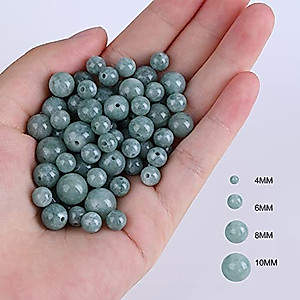 60pcs 6mm Natural Gemstone Beads Burmese Jade Beads Round Loose Beads for Jewelry Making with Crystal Stretch Cord