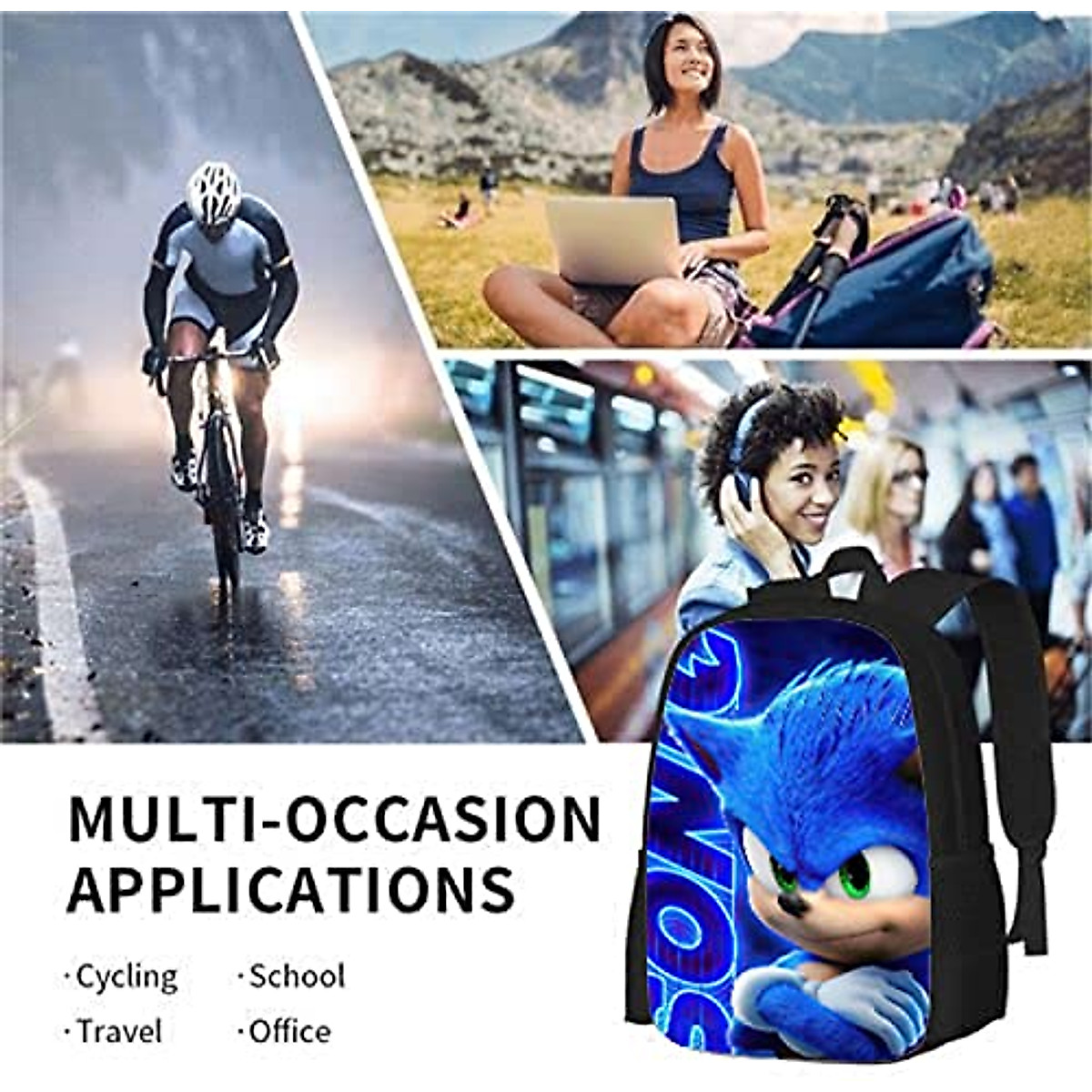 zhiming HedgeHog Cartoon Backpack for School,Teens Bookbag Game Laptop Bags Pack 3D Printed 17 Inch for Gift(so blue 2)